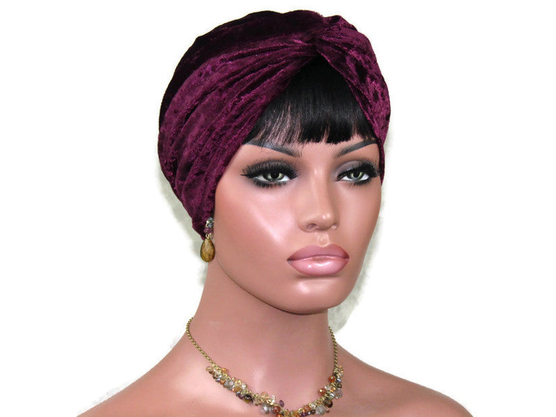 Handmade Purple Twist Turban, Burgundy, Velour – Couture Service